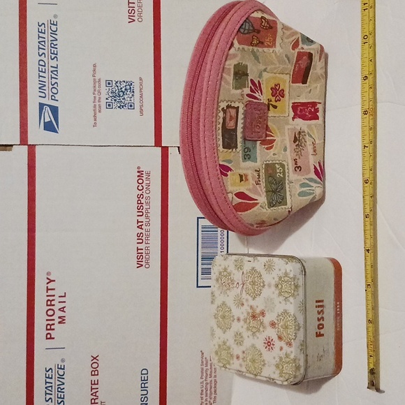 Fossil | Bags | Fossil Zip Pouch And Tin Container | Poshmark